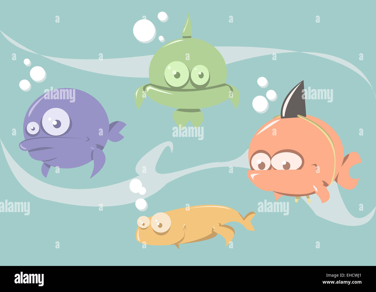 Group funny cartoon fish sea hi-res stock photography and images - Alamy