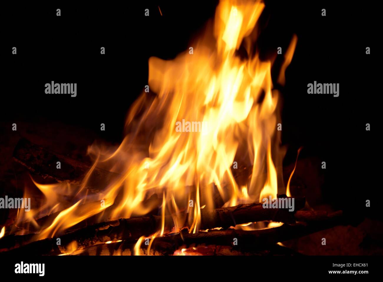 Red bright campfire with the black background Stock Photo - Alamy