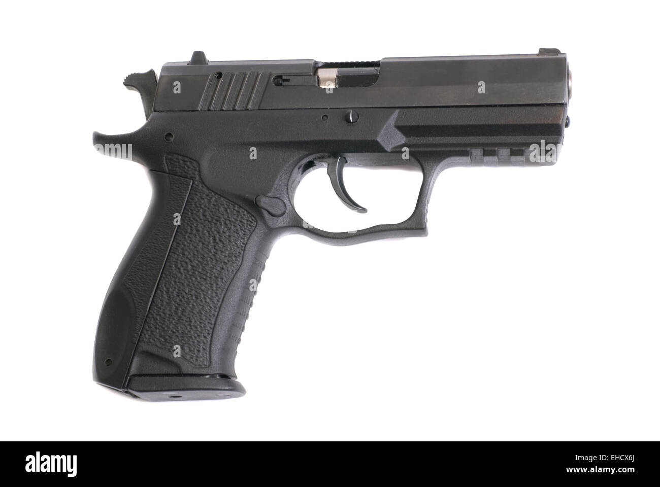 The black gun isolated on white background Stock Photo - Alamy