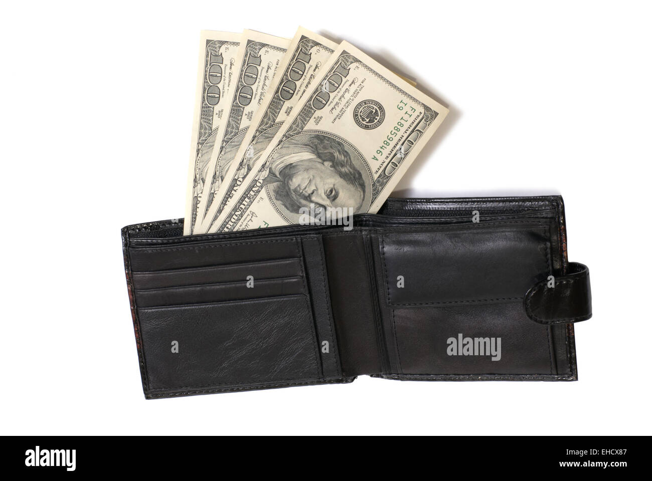 Wallet with dollars isolated on white background Stock Photo - Alamy