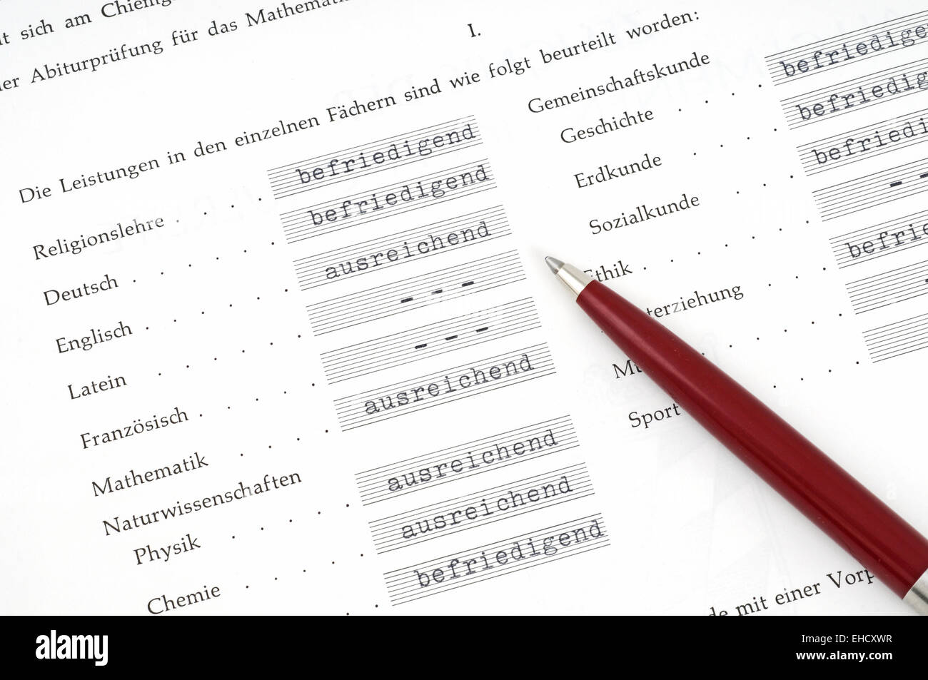 Schulzeugnis High Resolution Stock Photography and Images - Alamy