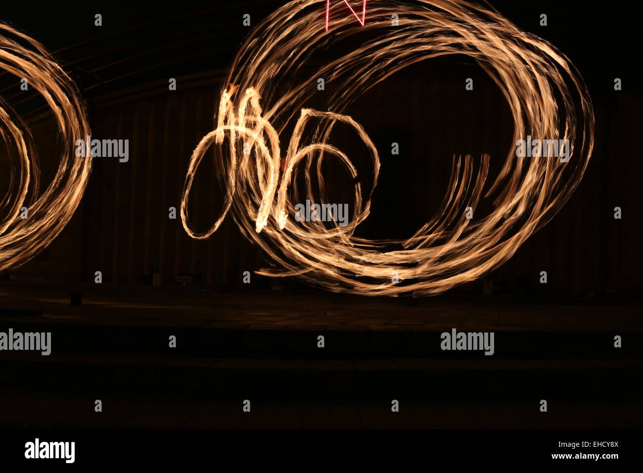 Fire Show Flaming Trails Stock Photo - Alamy