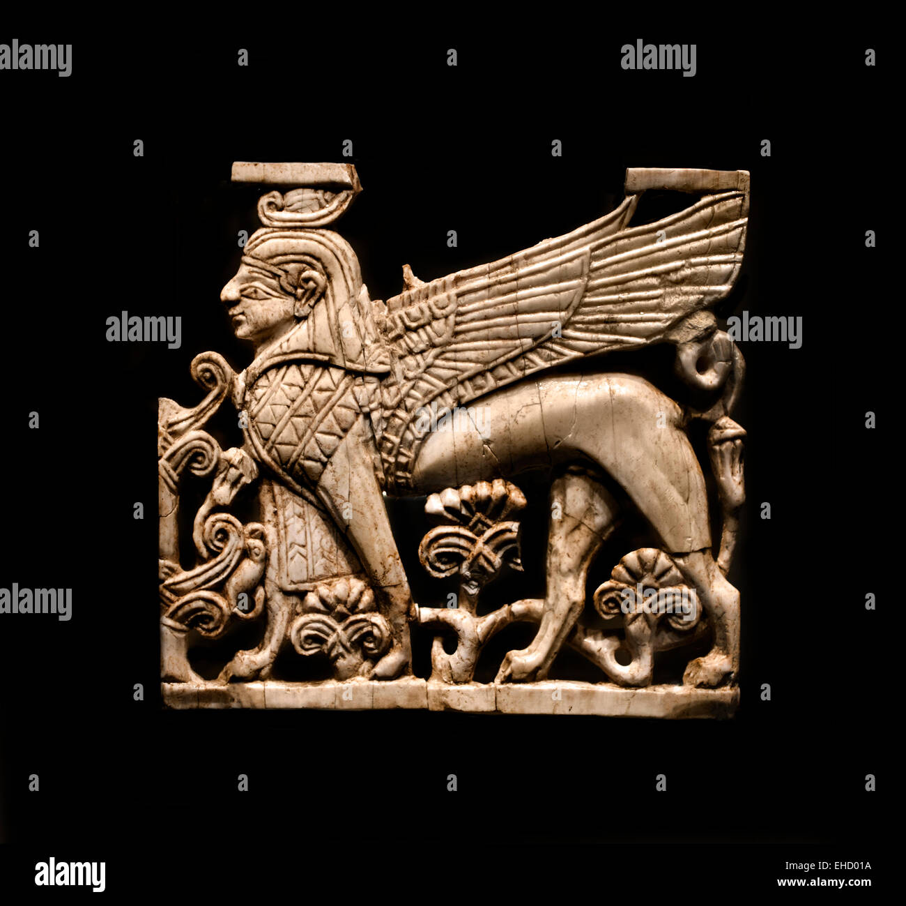 Ivory plaque depicting a winged sphinx Phoenician, 9th-8th century BC ...