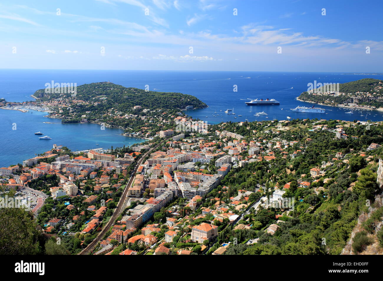 Top view above Beaulieu sur mer and the Cap Ferrat in the French ...