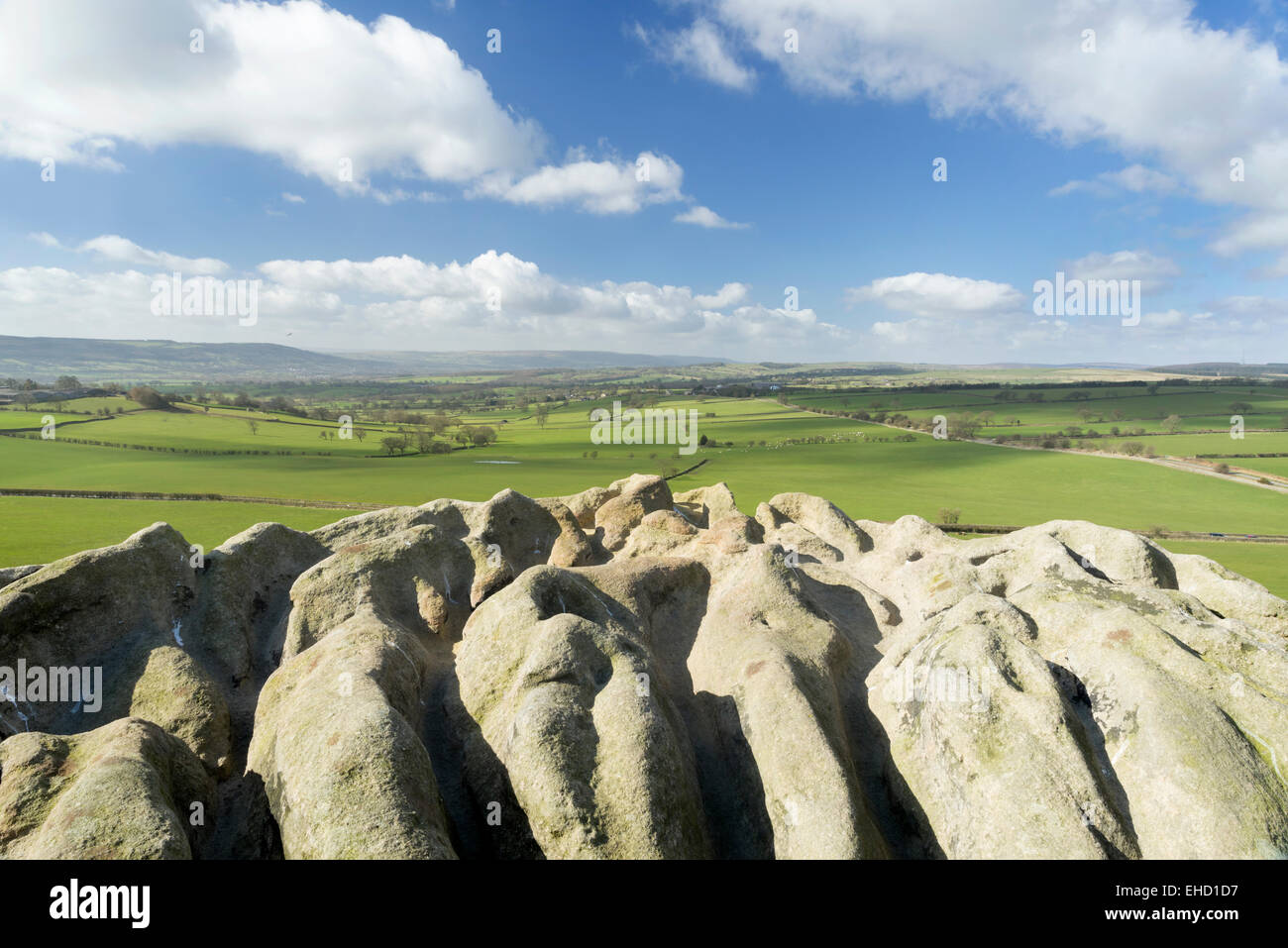Almscliffe Crag millstone Grit outcrop at North Rigton, near Harrogate ...