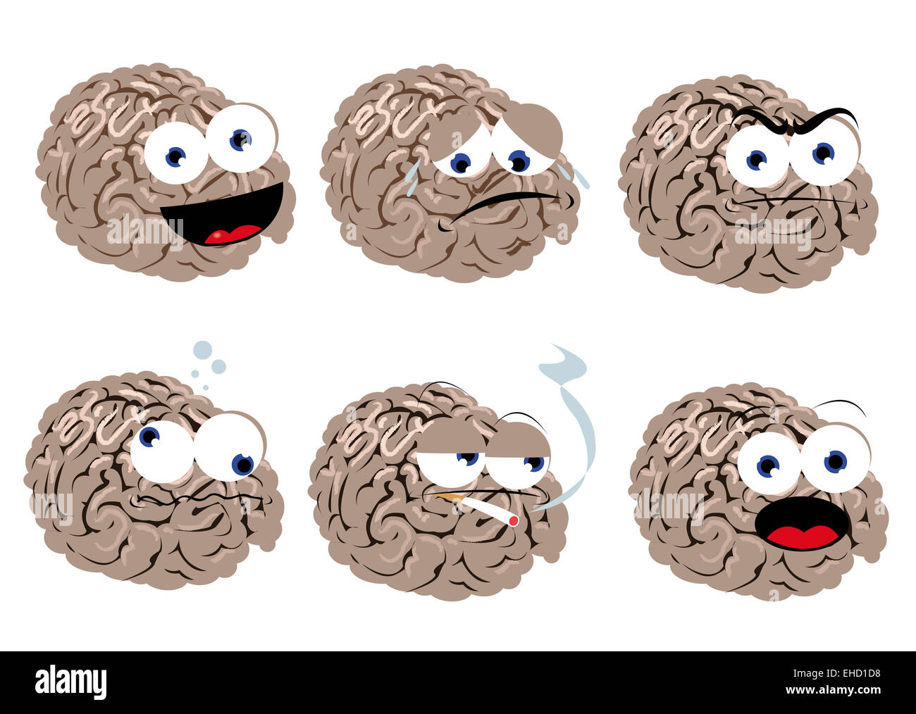 a vector cartoon representing a funny brain in different poses Stock ...