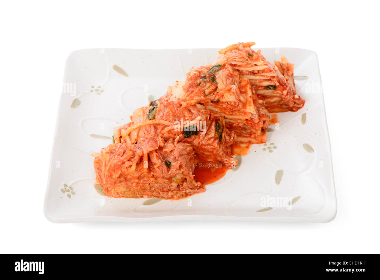 cutted Gimchi on a white plate, isolated on white Stock Photo - Alamy