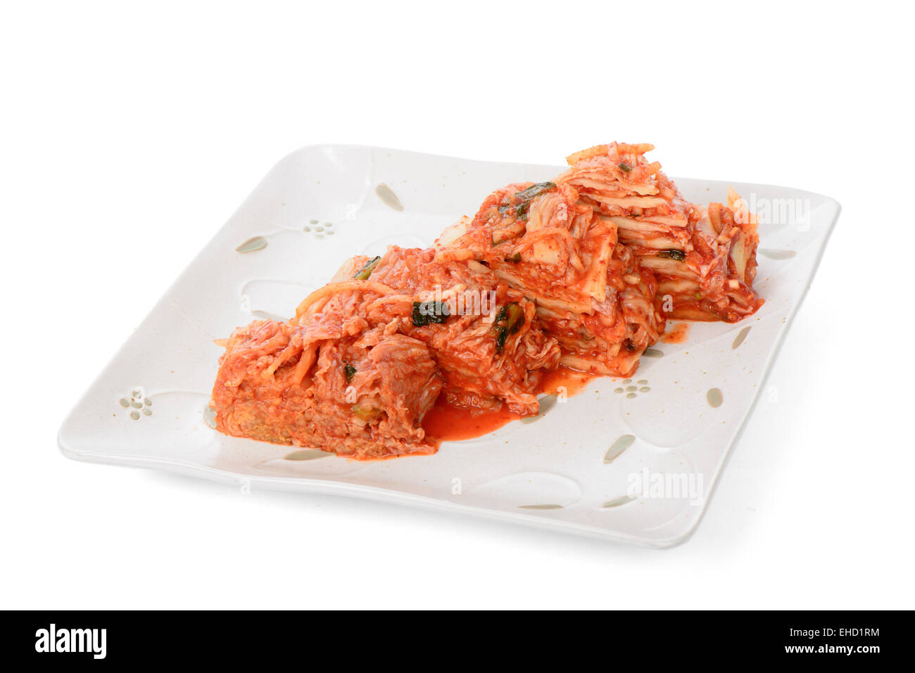 cutted Gimchi in a white dish, isolated on white Stock Photo - Alamy