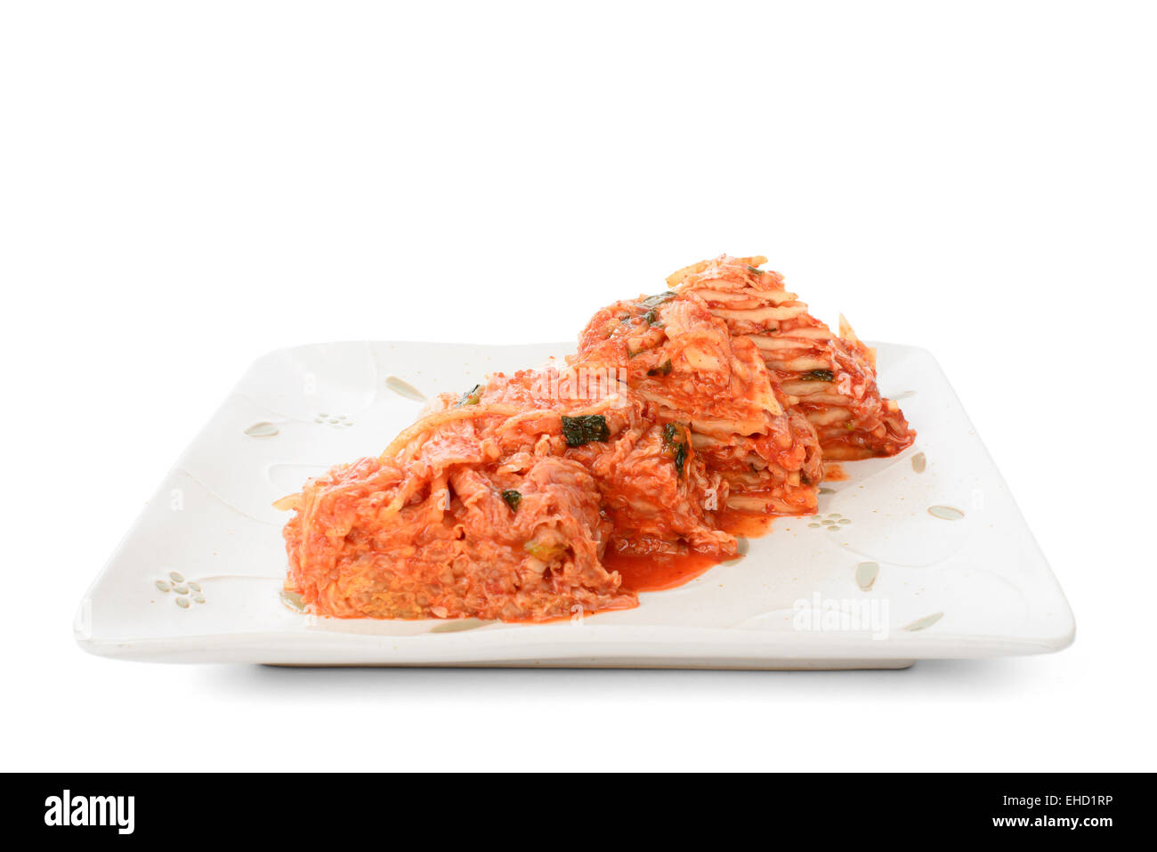 cutted Gimchi in a white dish, isolated on white Stock Photo - Alamy