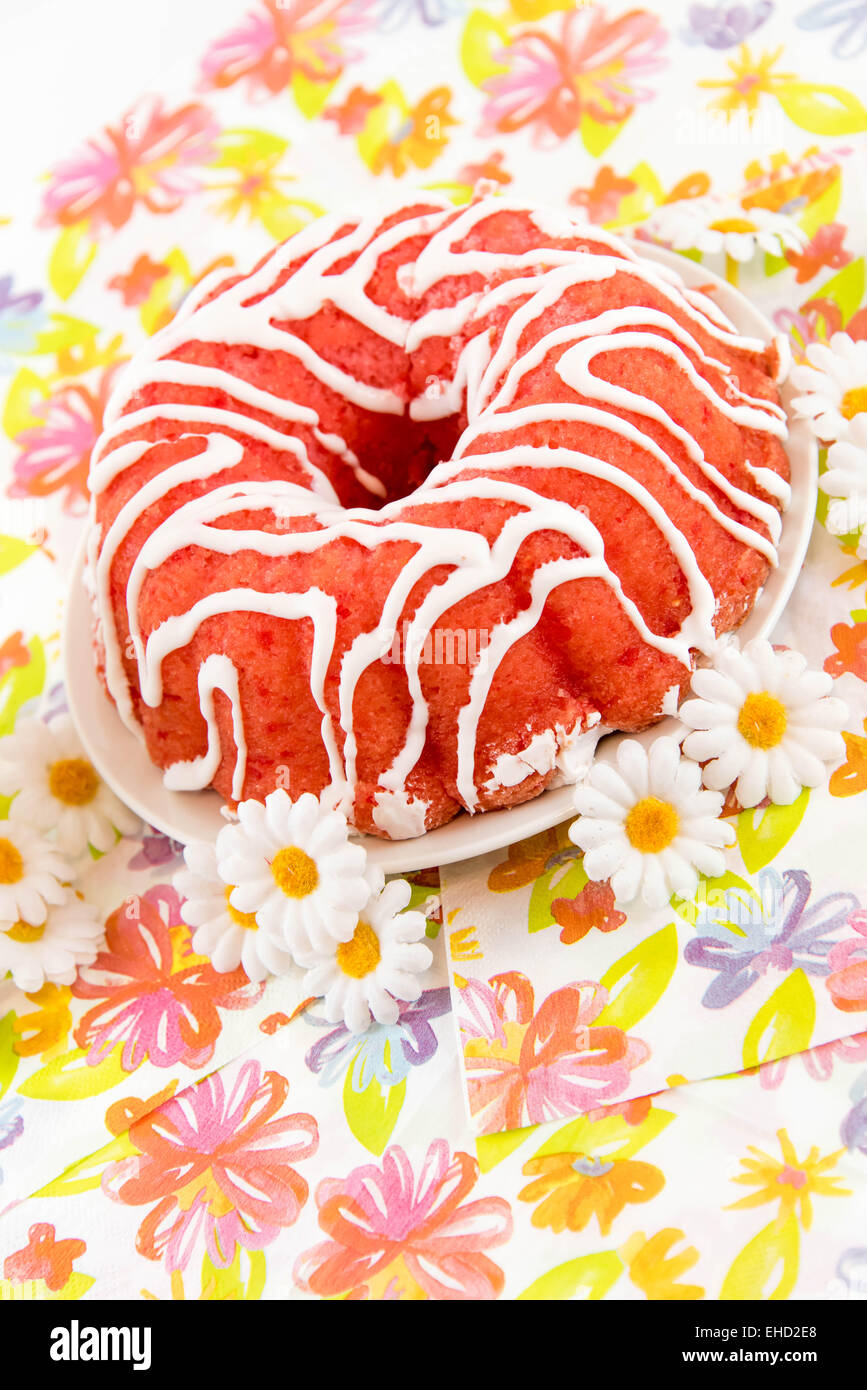pink cherry pudding cake Stock Photo - Alamy
