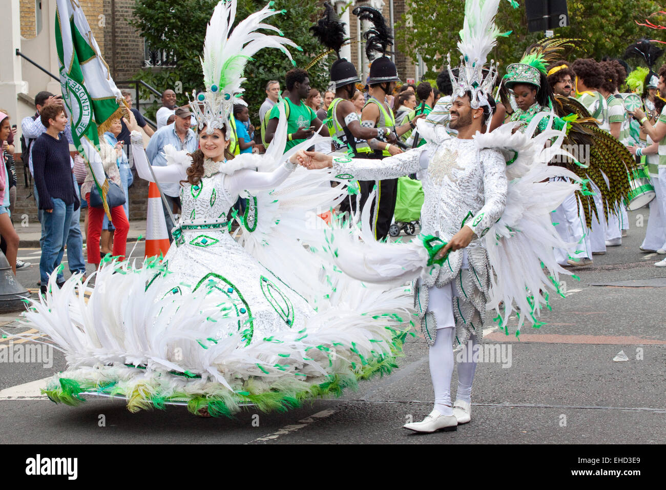 The London School of Samba king and queen at the Hackney Carnival Stock ...
