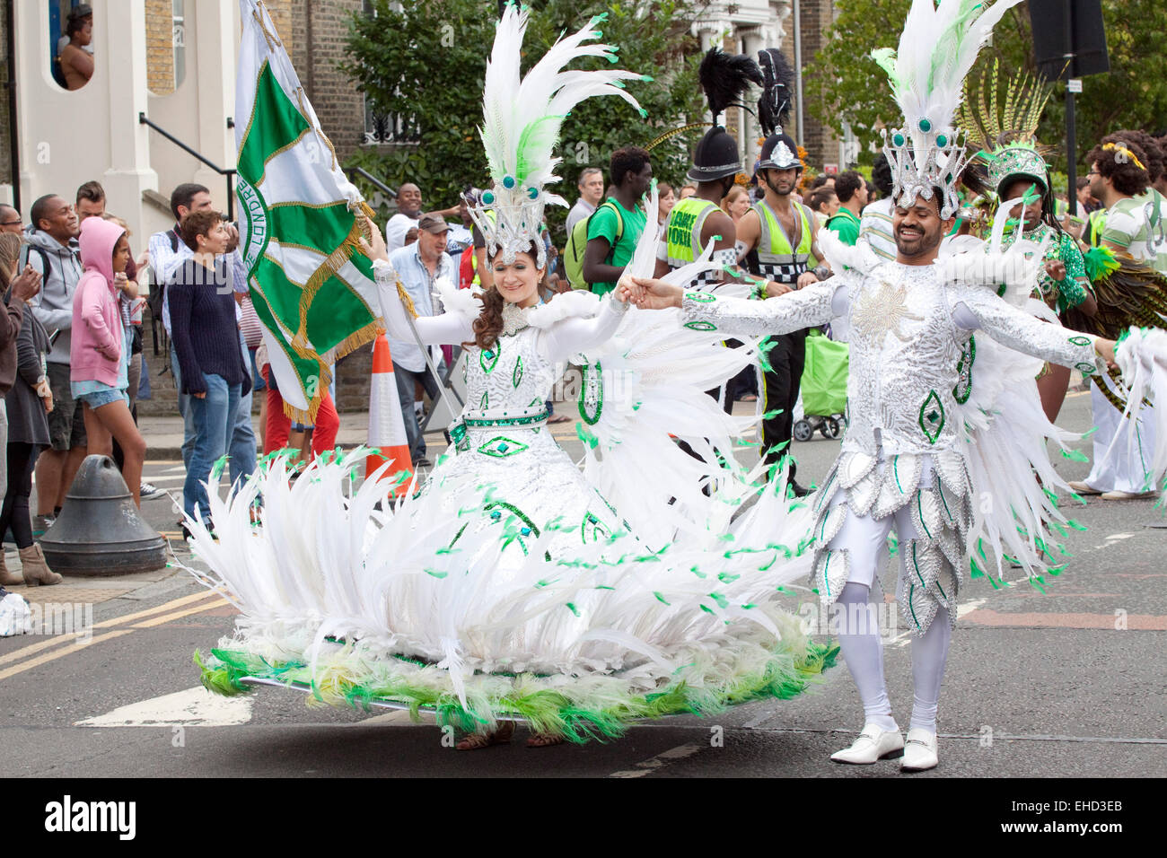 The London School of Samba king and queen at the Hackney Carnival Stock ...