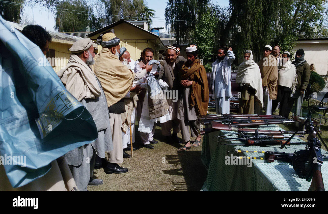 Nangarhar, Afghanistan. 12th Mar, 2015. Taliban fighters attend a ...