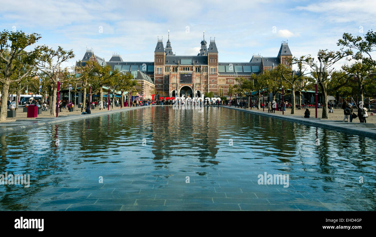 Amsterdam, outside the Rijksmuseum the 'I Amsterdam' sign attracts ...