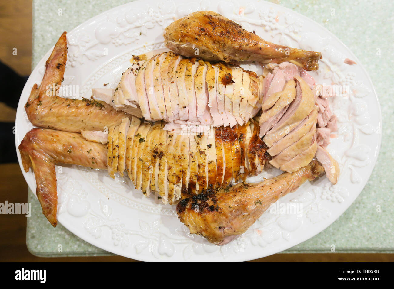 A traditional Thanksgiving turkey is pictured on a table in New York ...
