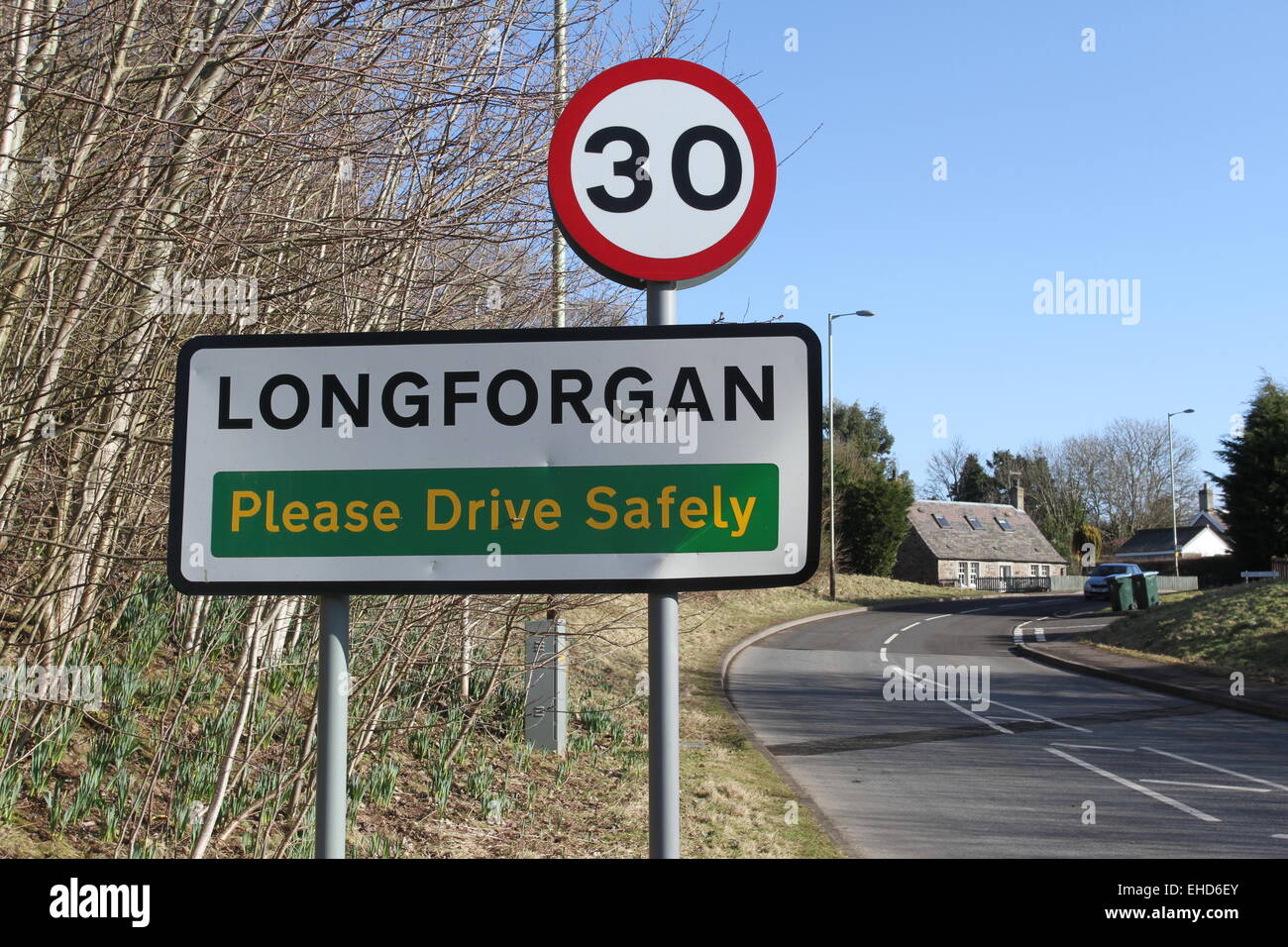 Longforgan Drive safely sign Scotland March 2015 Stock Photo - Alamy