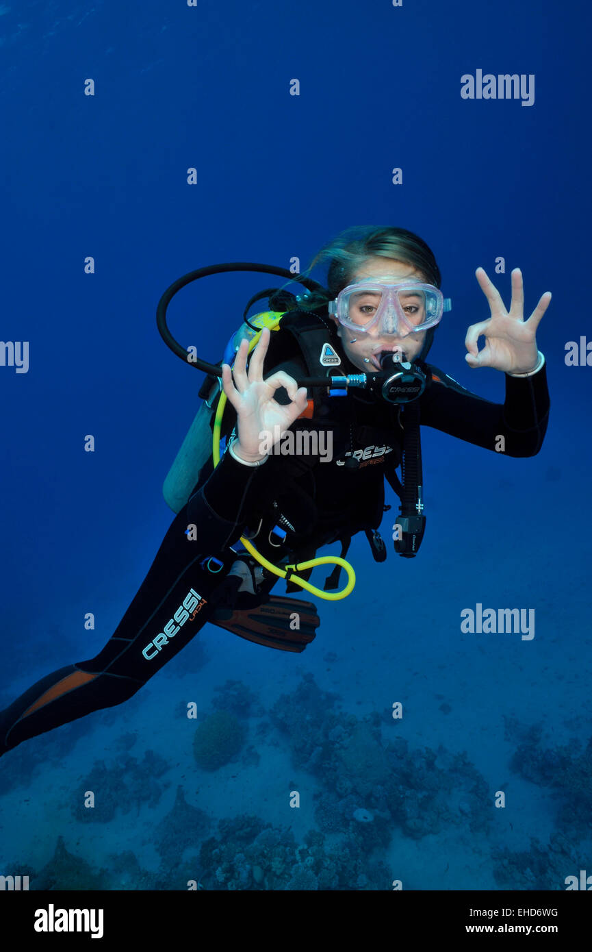 Girl diver OK Stock Photo - Alamy
