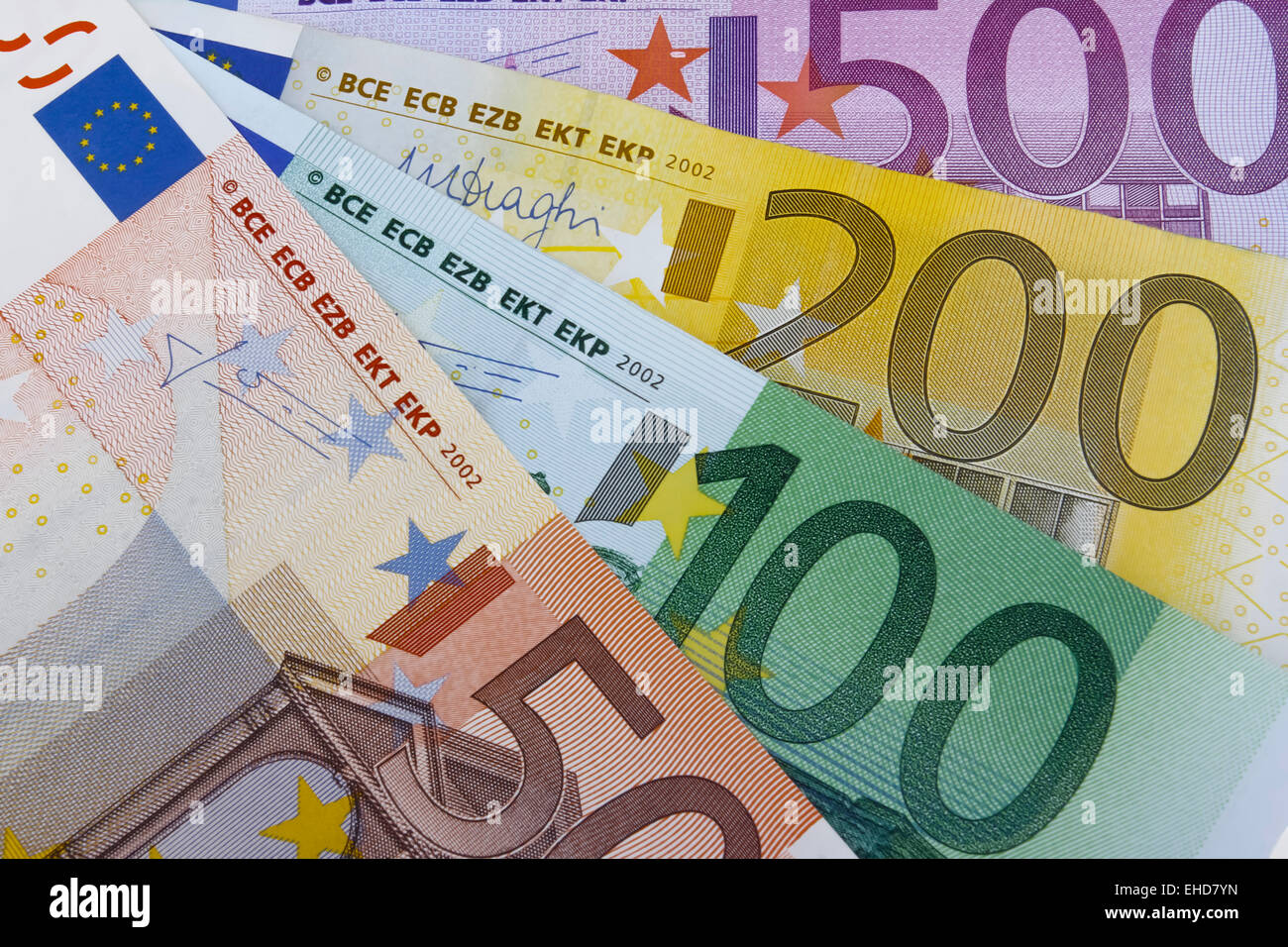 Euro notes (EUR). 50, 100, 200 and 500 Euro notes Stock Photo - Alamy