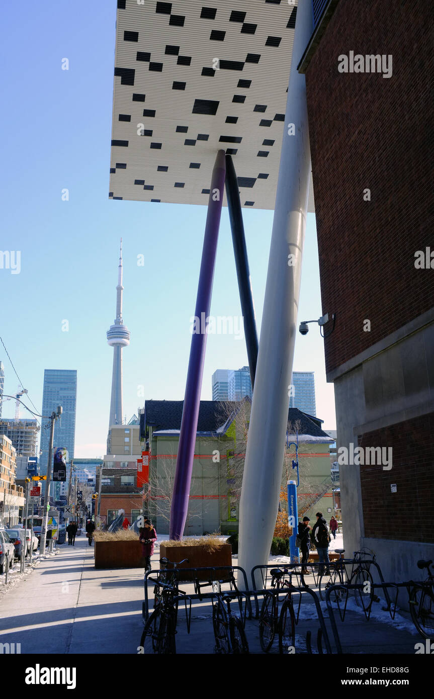 The CN tower in Toronto viewed from under the Ontario College of Art ...