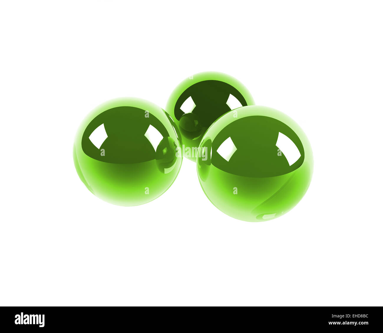 three bright green glass spheres Stock Photo - Alamy