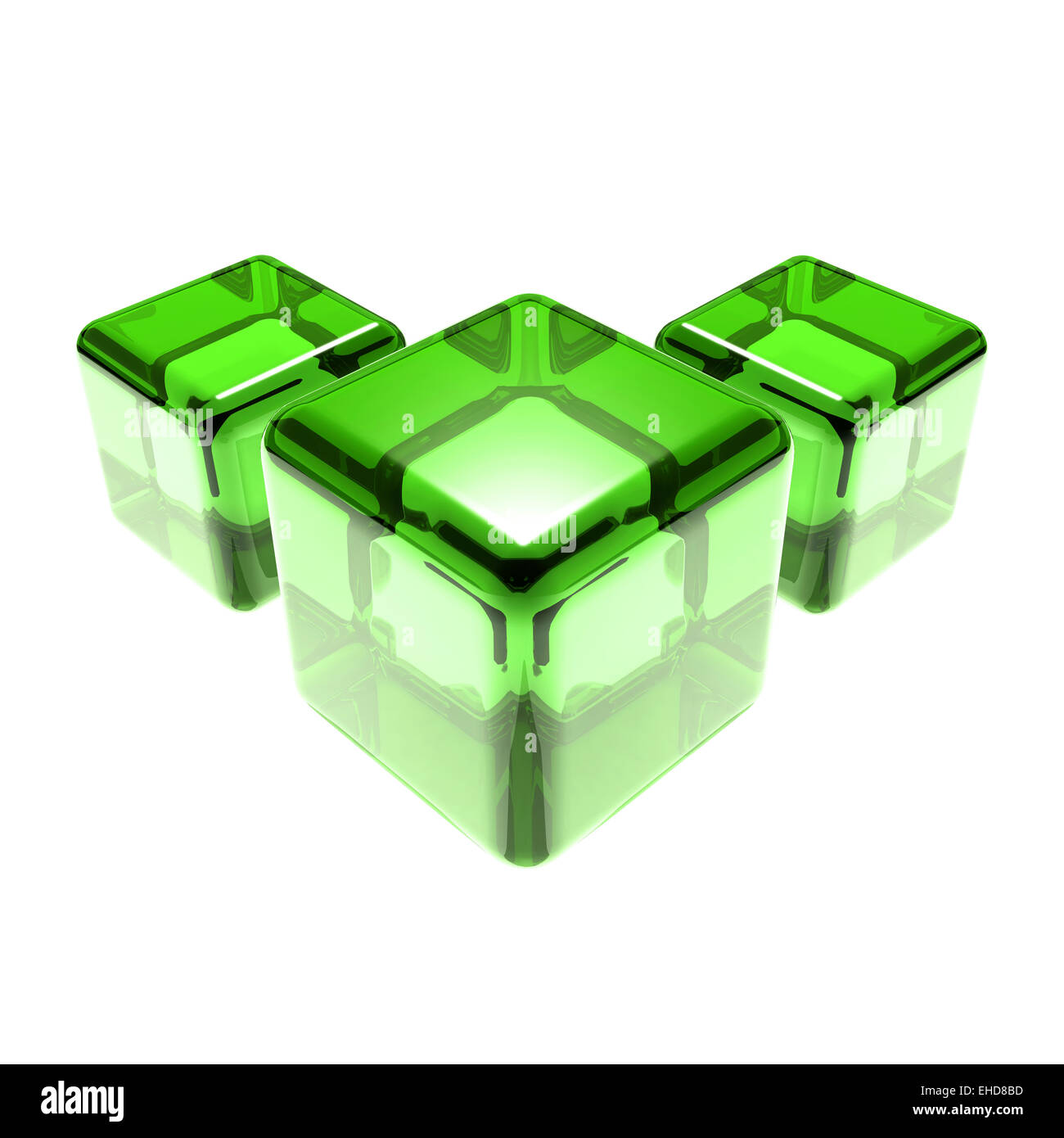 three green glass cubes isolated Stock Photo - Alamy
