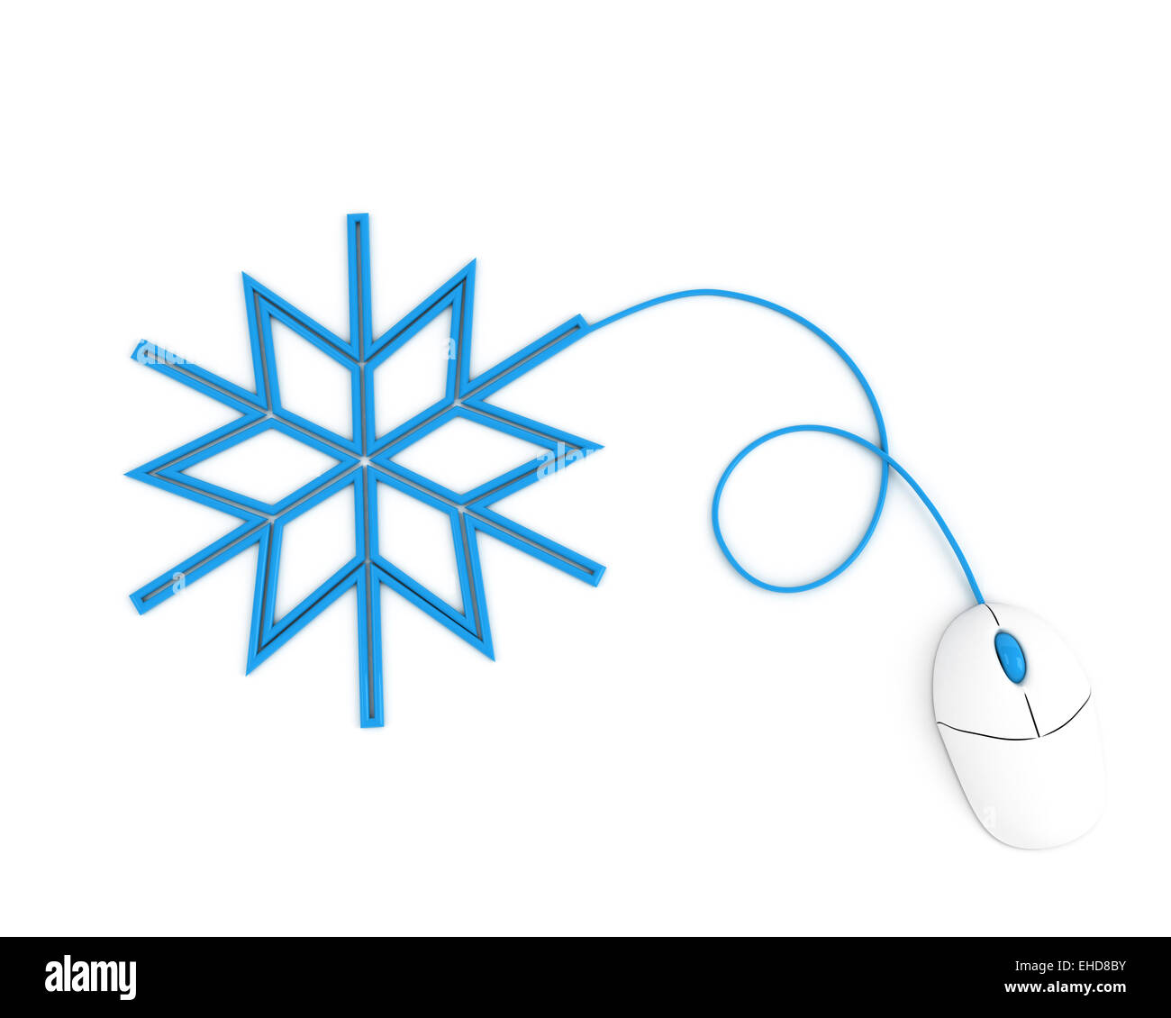 snowflake depicted by computer mouse cable Stock Photo - Alamy