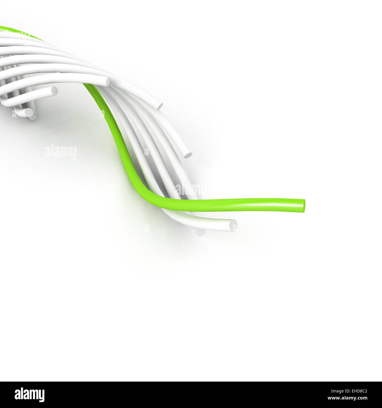 green leading cable over white Stock Photo - Alamy