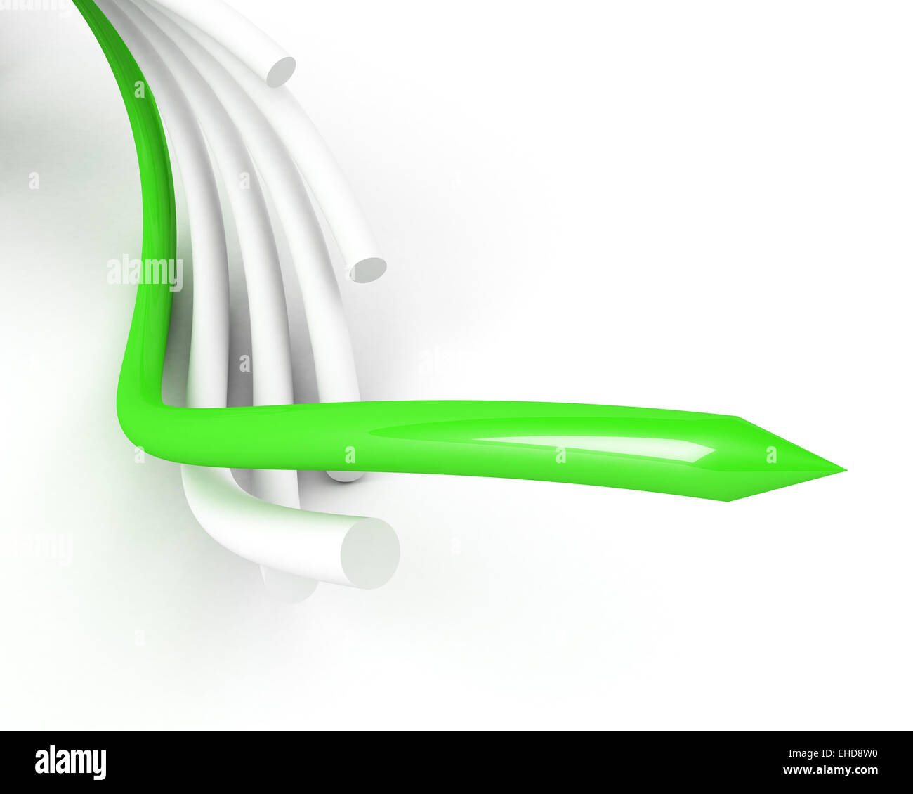 green leading cable over white background Stock Photo - Alamy