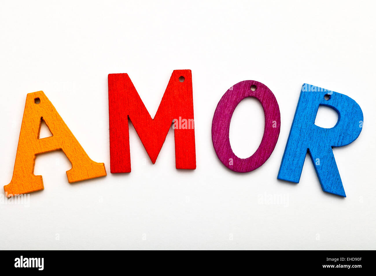 Amor word formed with colorful letter on neutral background Stock Photo ...