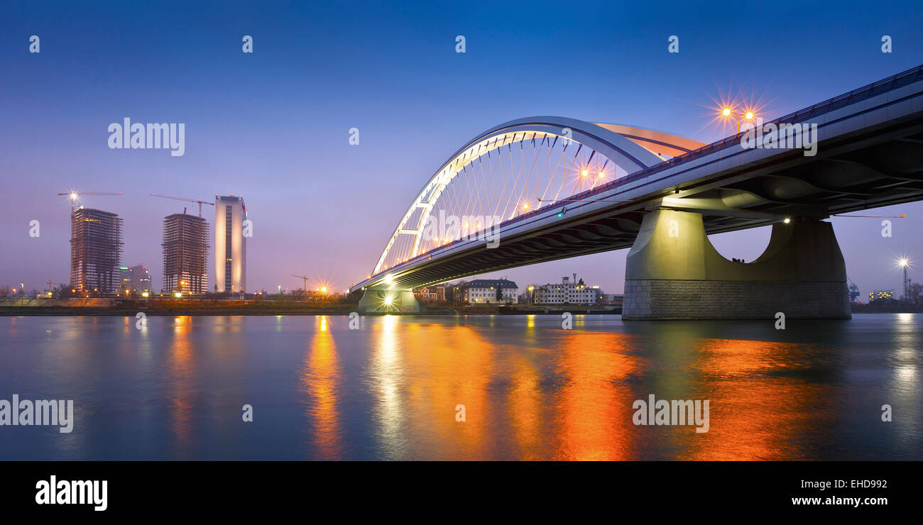 Apollo bridge and high rise buildings in Bratislava, Slovakia Stock ...