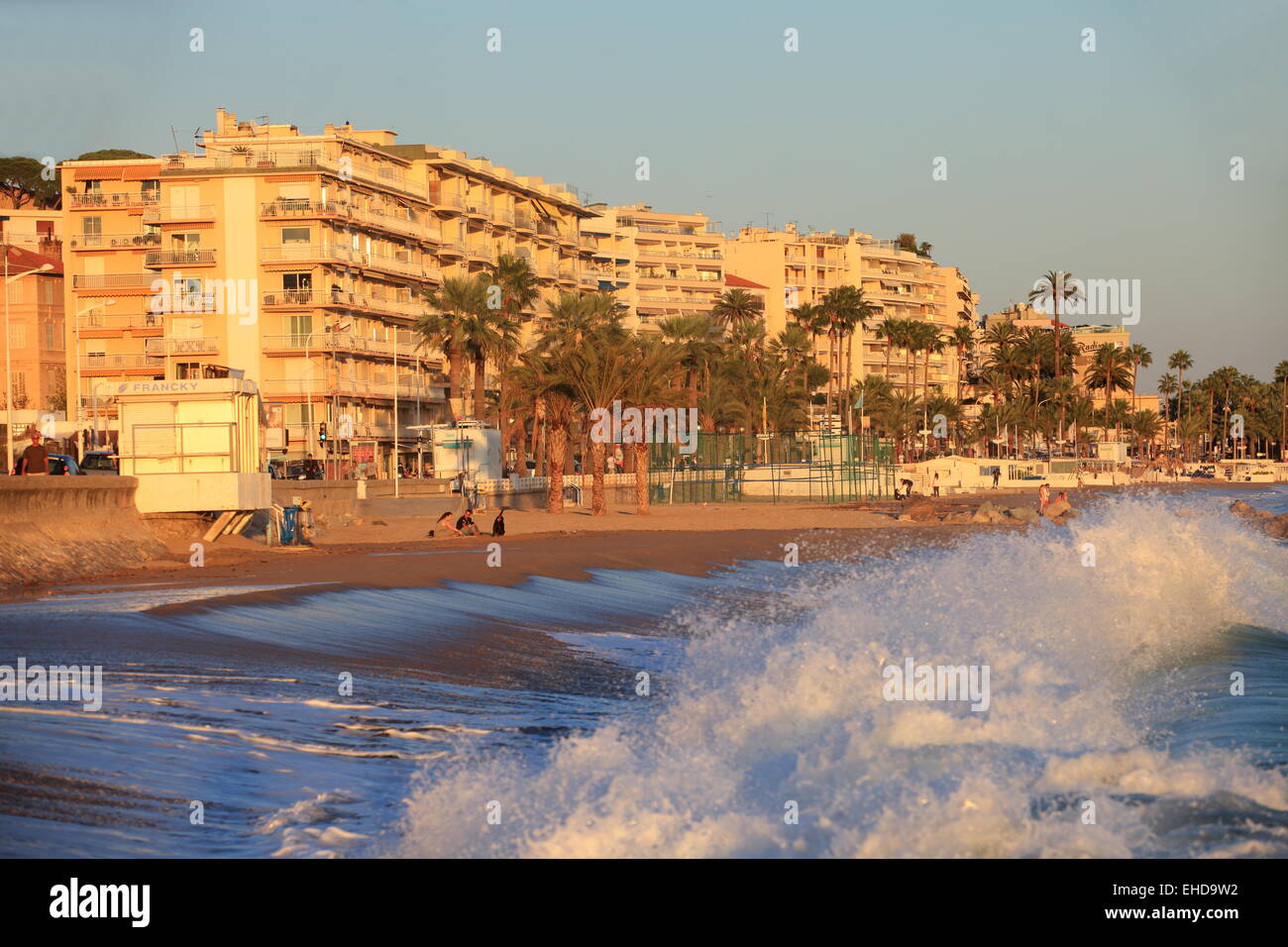 Sunset above the beach of Cannes Stock Photo - Alamy