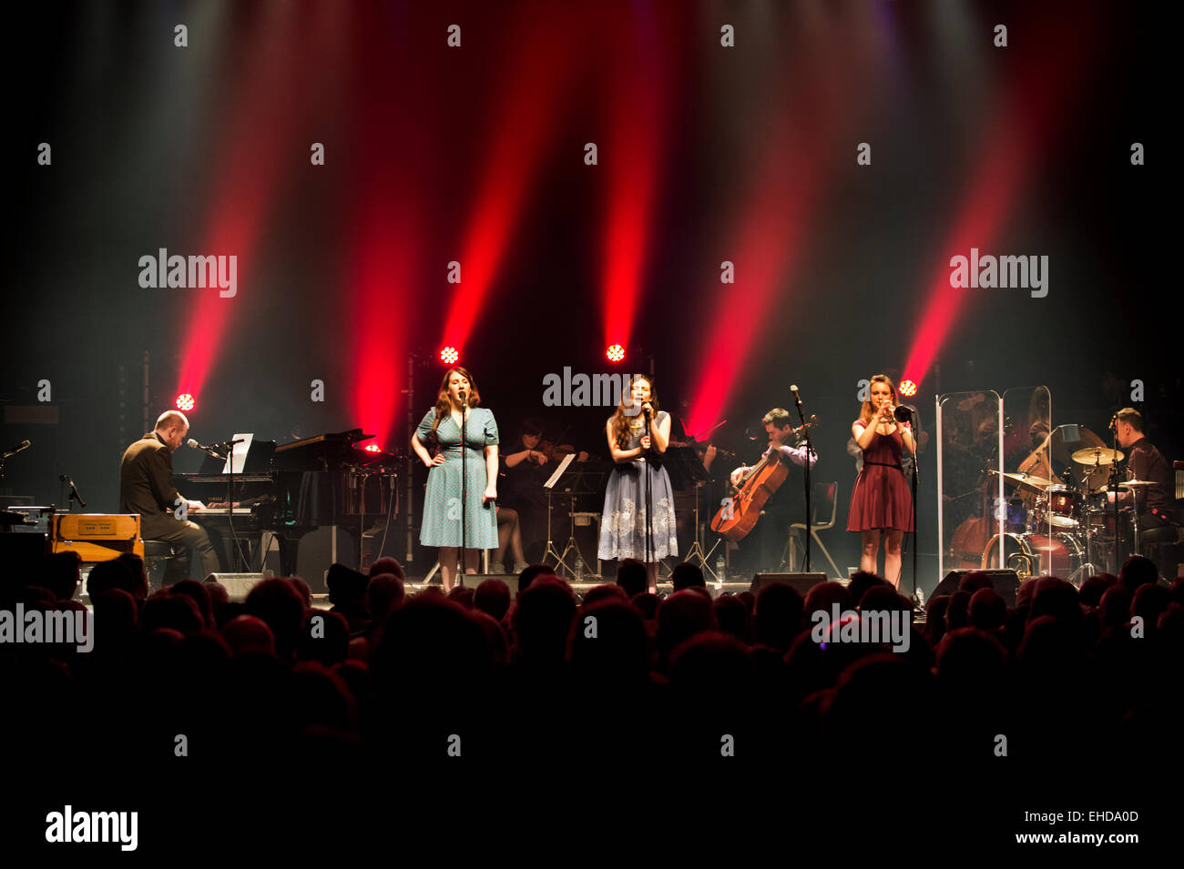 Folk band The Unthanks in concert at Manchester Ritz. Becky Unthank ...