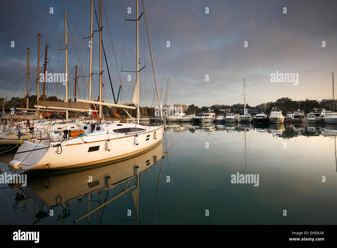 Sunset in Alimos marina in Athens, Greece Stock Photo - Alamy
