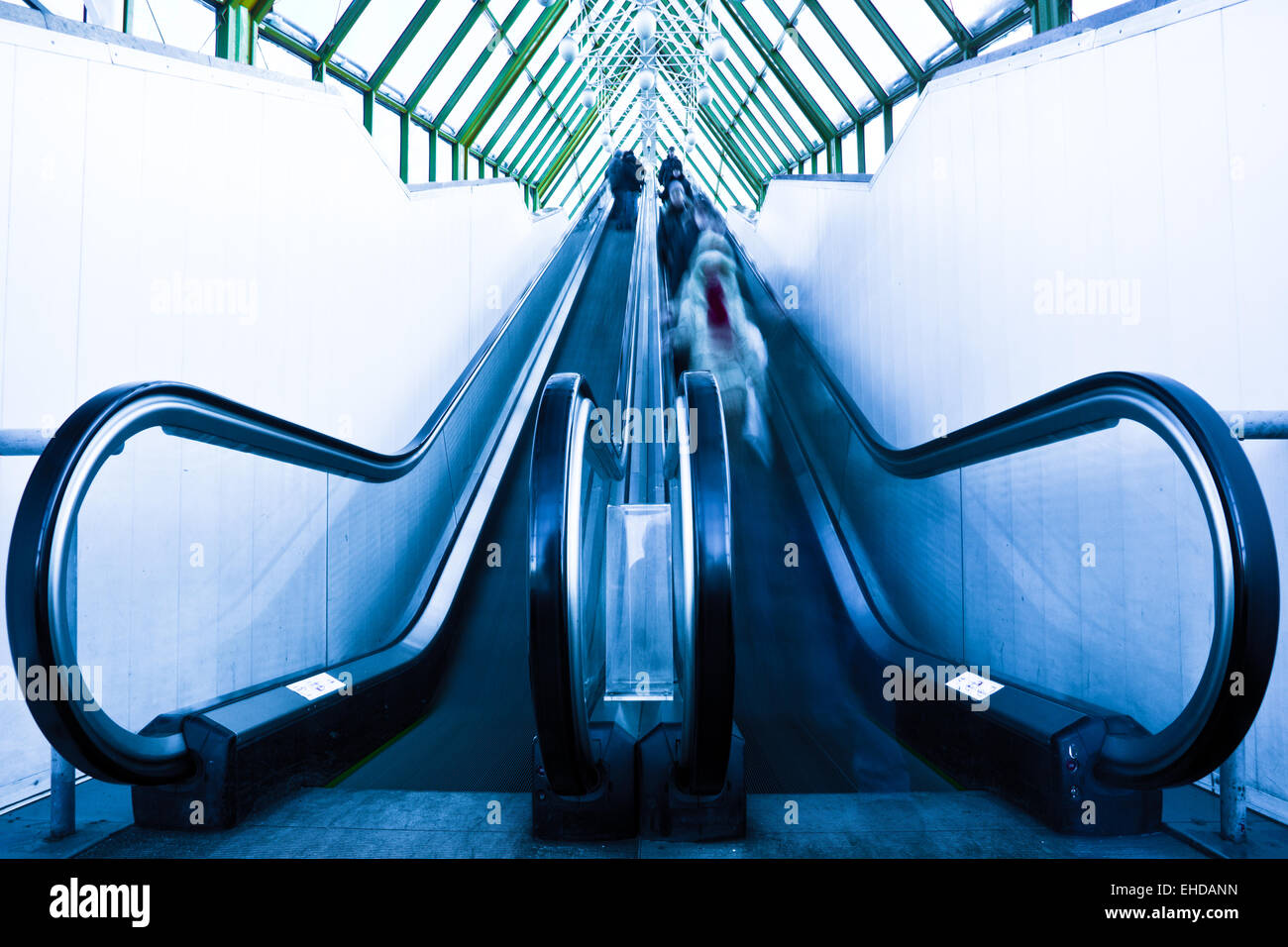 view to gray escalator in new trade center Stock Photo - Alamy
