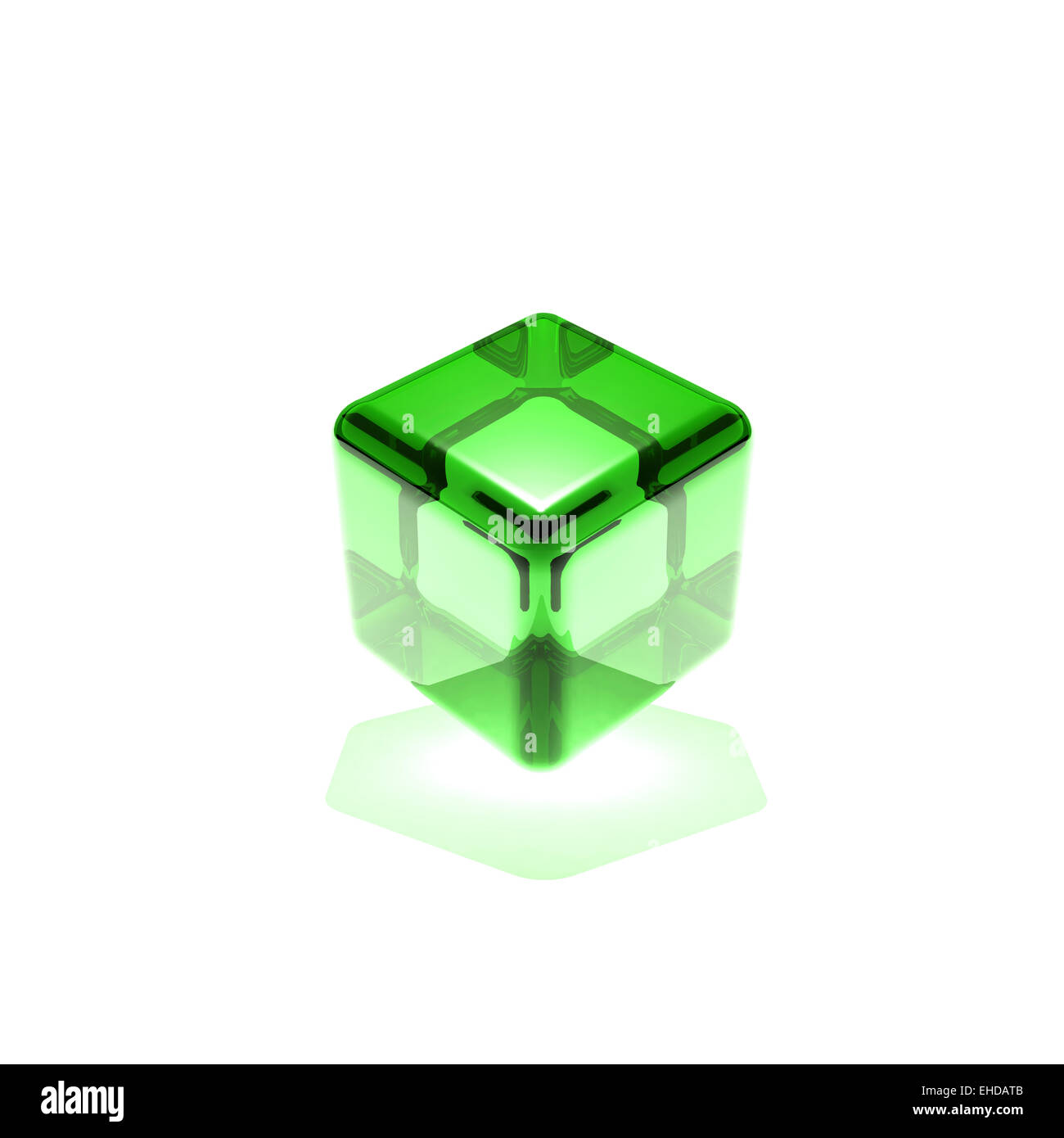 green glass cube rotated Stock Photo - Alamy