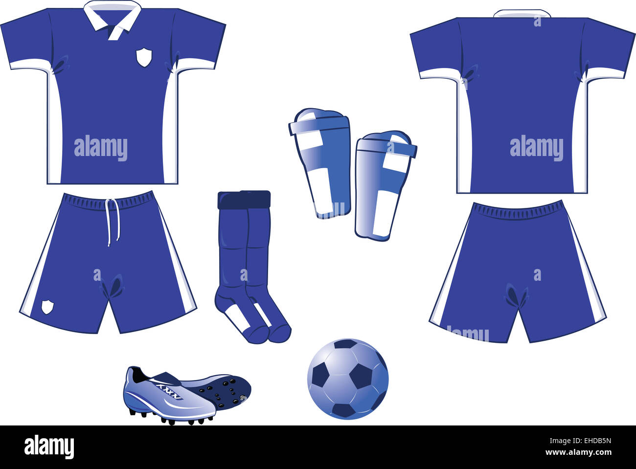 blue and white soccer equipment Stock Photo - Alamy