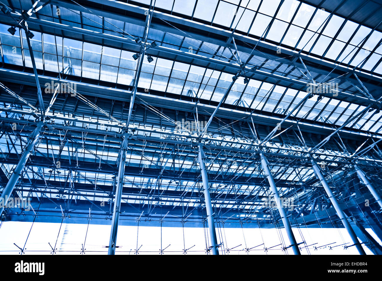 Abstract blue ceiling construction Stock Photo - Alamy