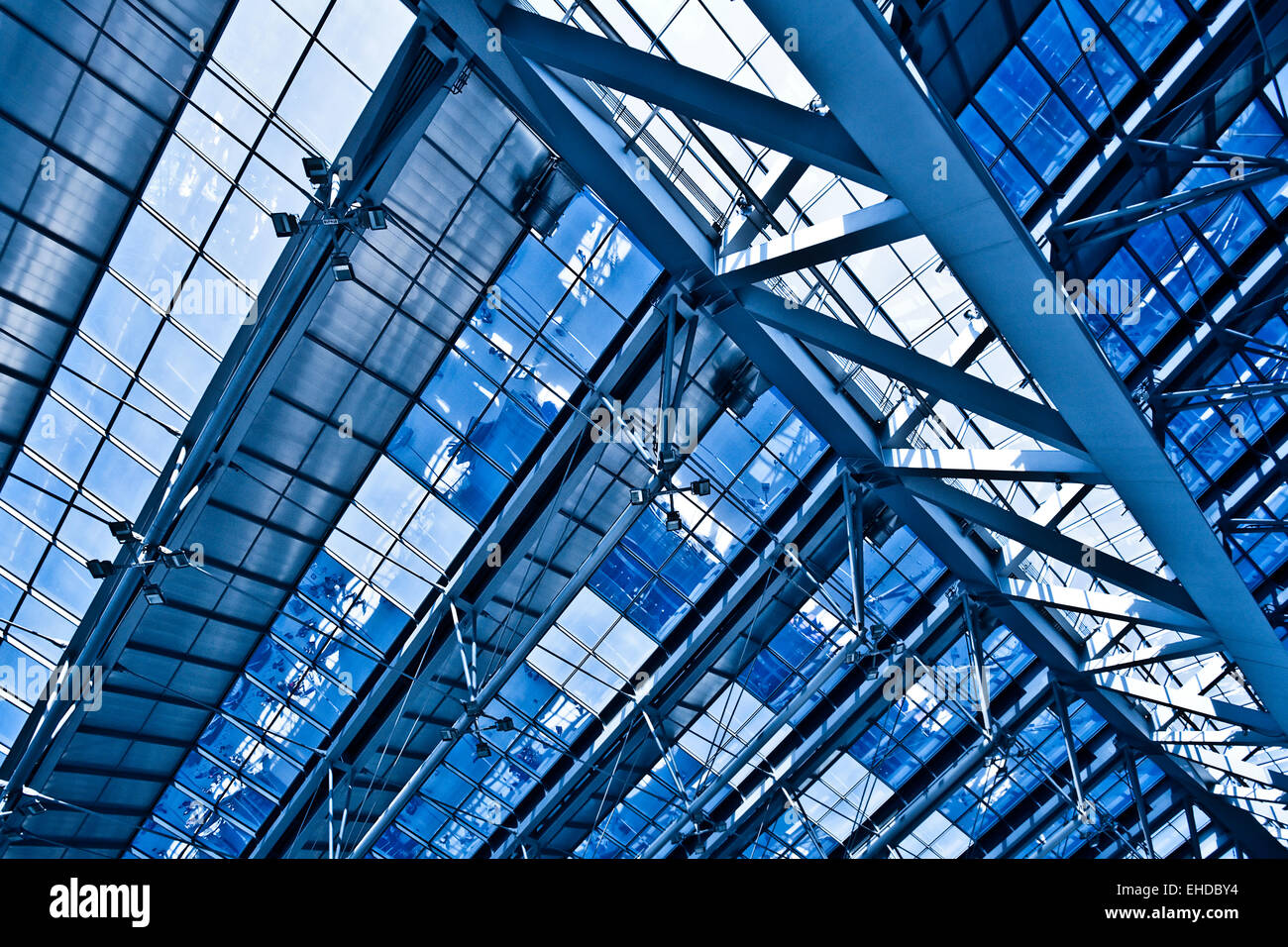 Abstract blue ceiling diagonal construction Stock Photo - Alamy