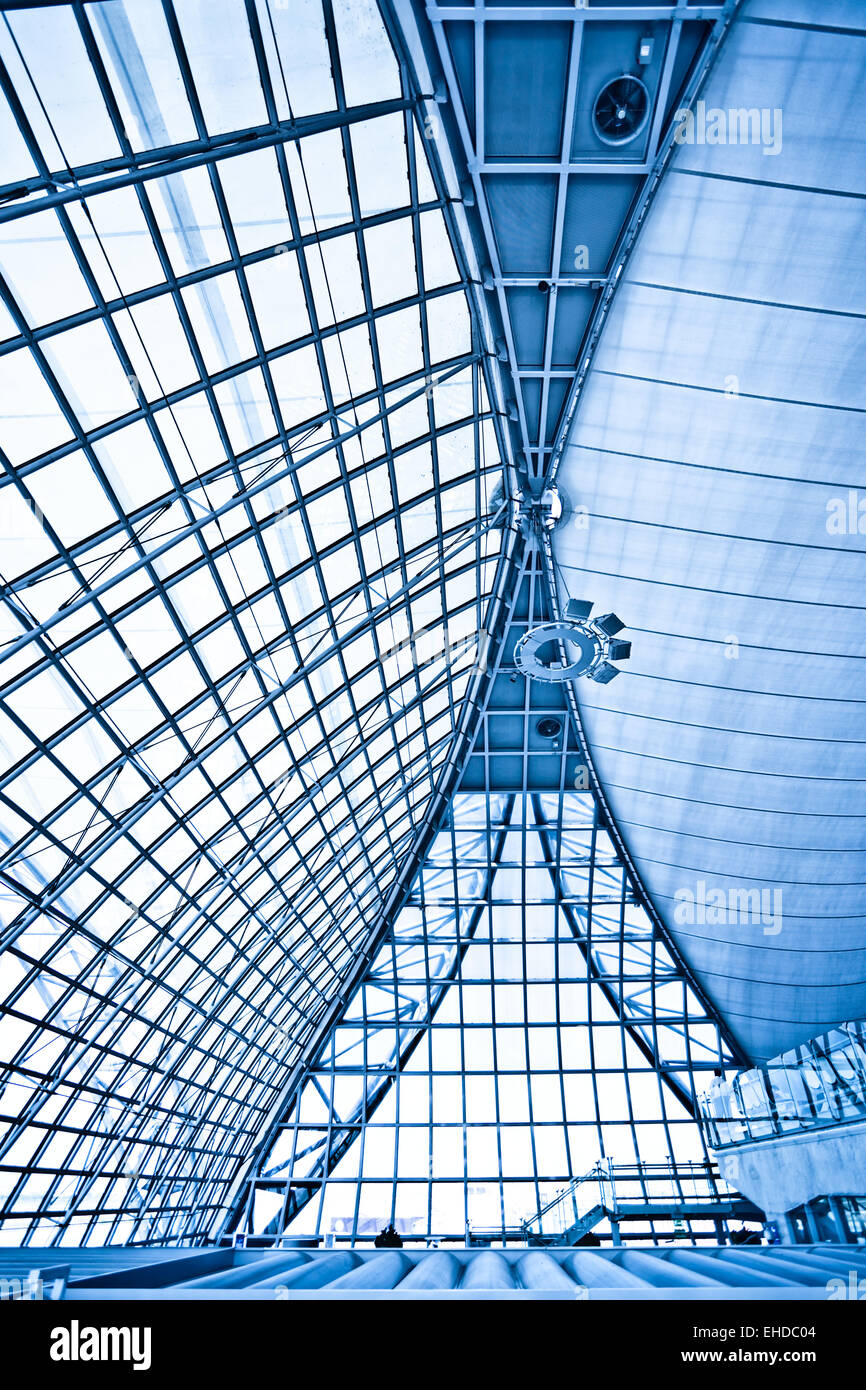 Abstract blue ceiling interior background Stock Photo - Alamy