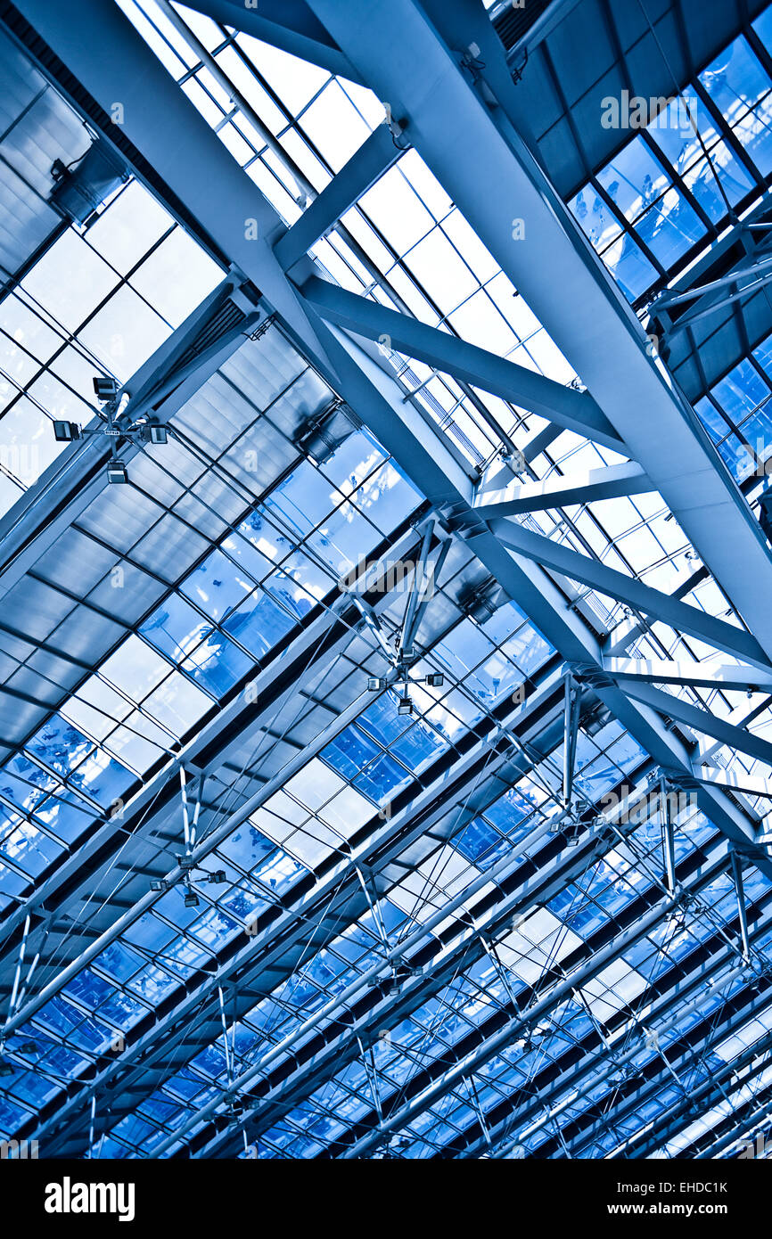 Abstract blue ceiling diagonal construction Stock Photo - Alamy