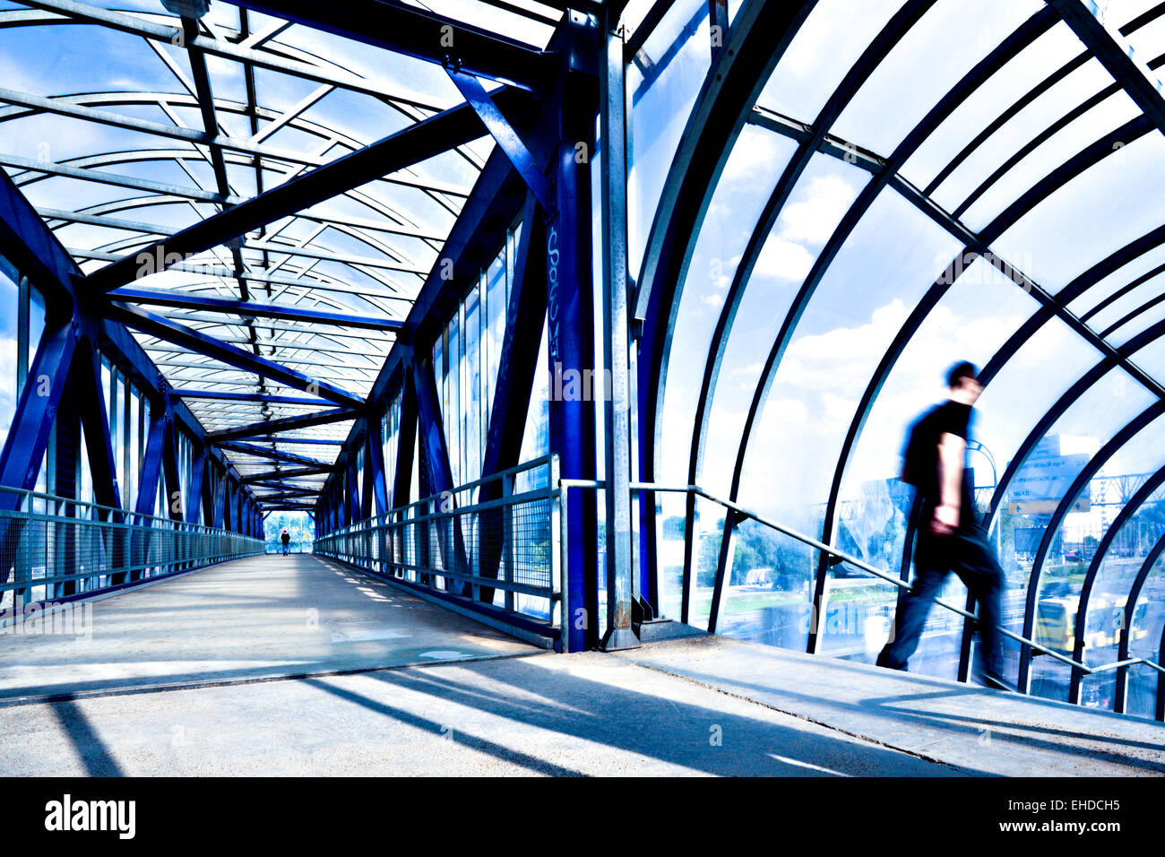 Blue modern corridor Stock Photo - Alamy