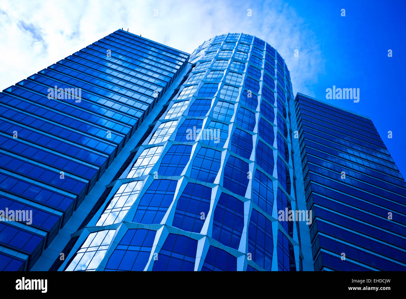 Head of blue glass business skyscraper tower Stock Photo - Alamy