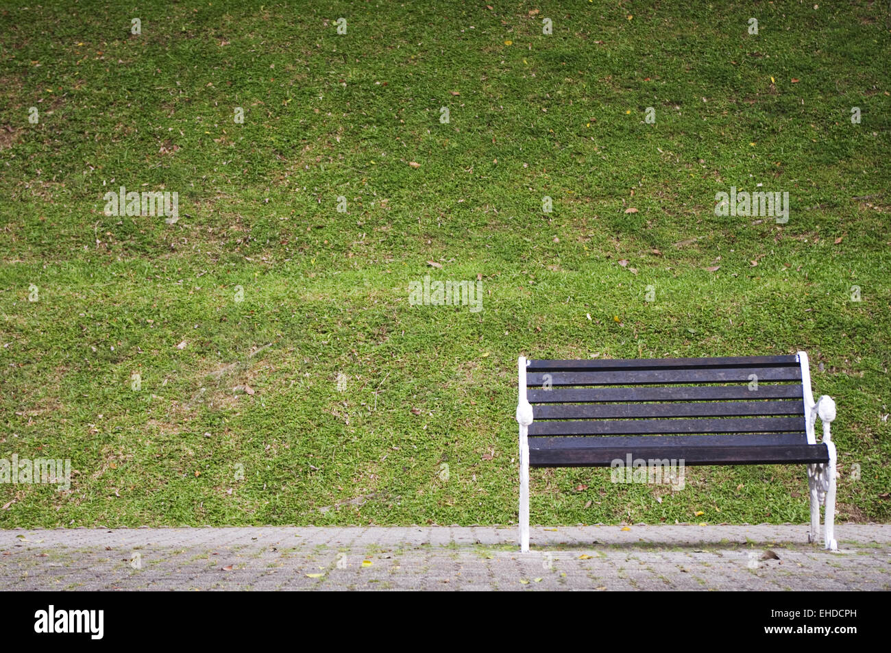 a single bench in a park Stock Photo - Alamy