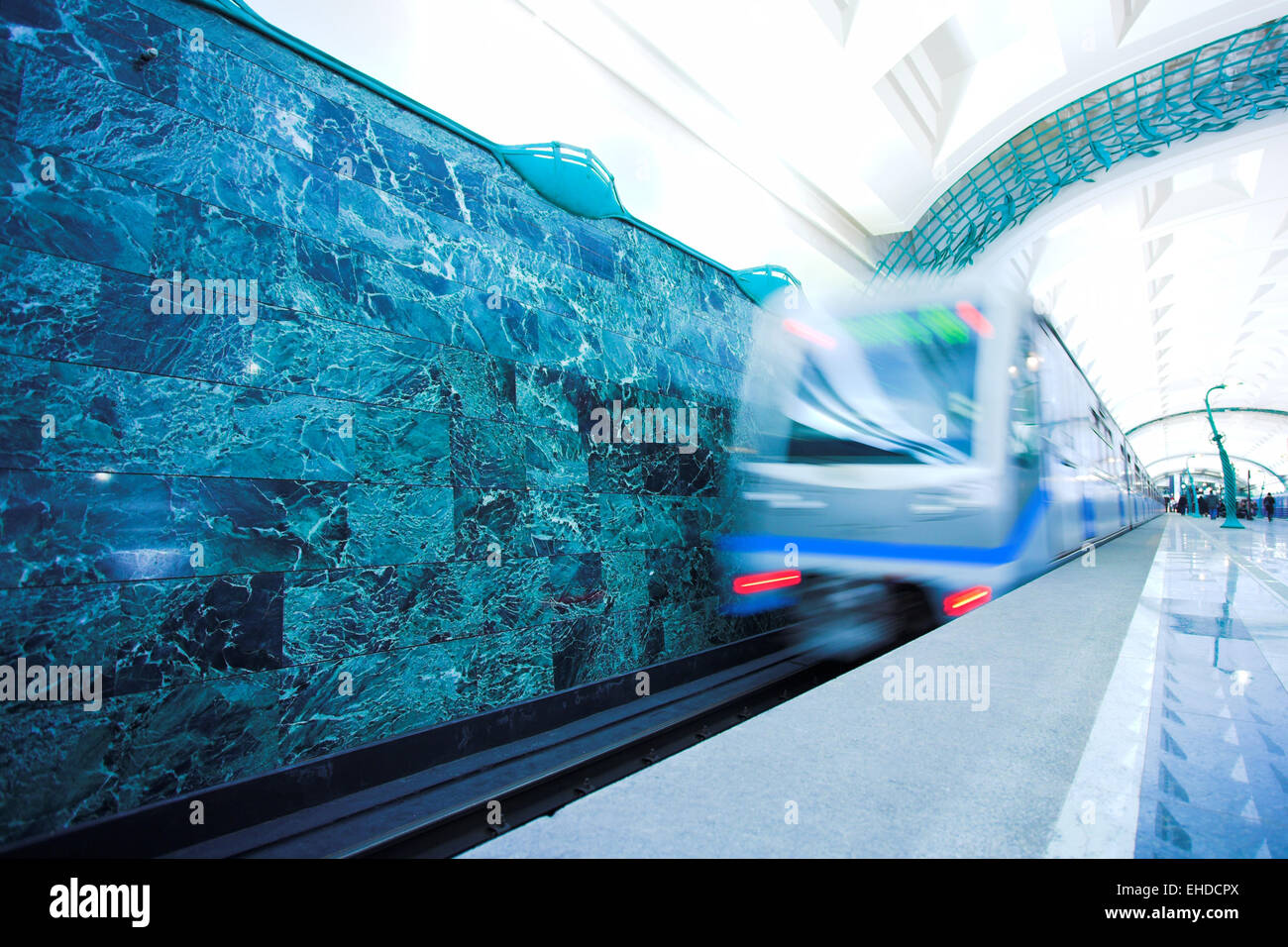 Train moving station hi-res stock photography and images - Alamy