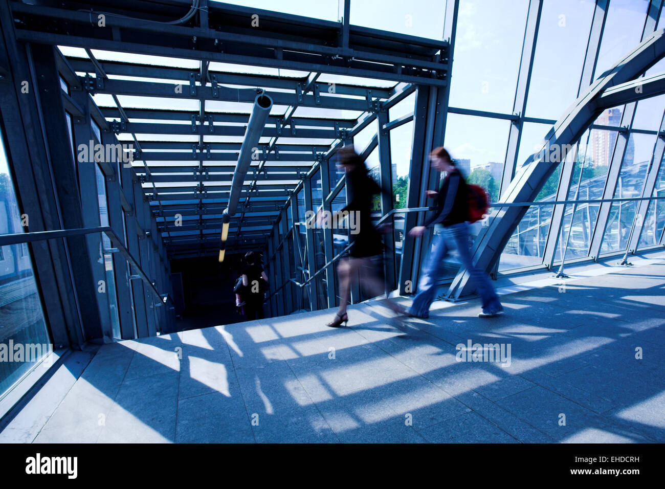 Blue metal corridor Stock Photo - Alamy
