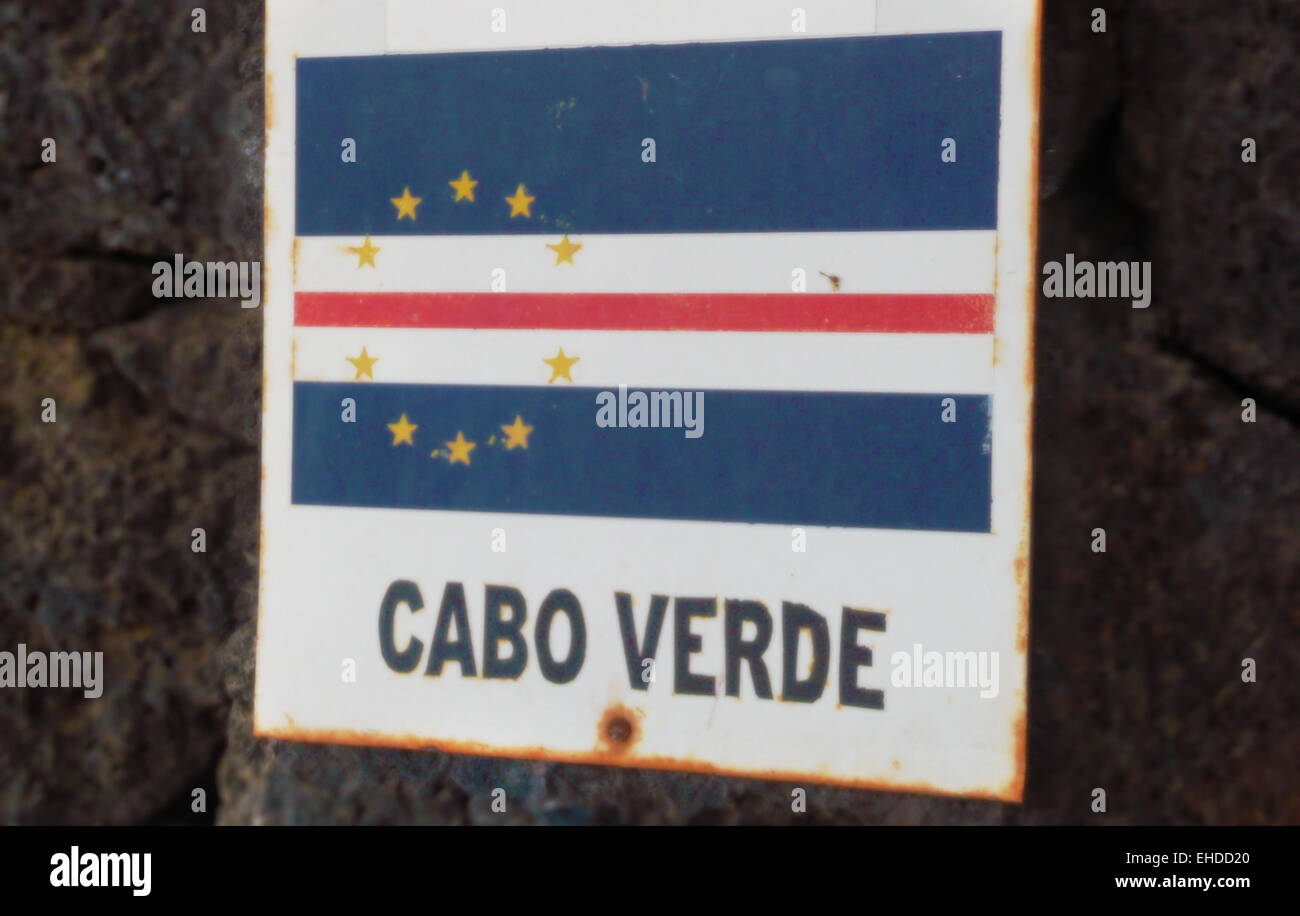 Cape Verdean National Flag at the summit of Mount Fogo Stock Photo - Alamy