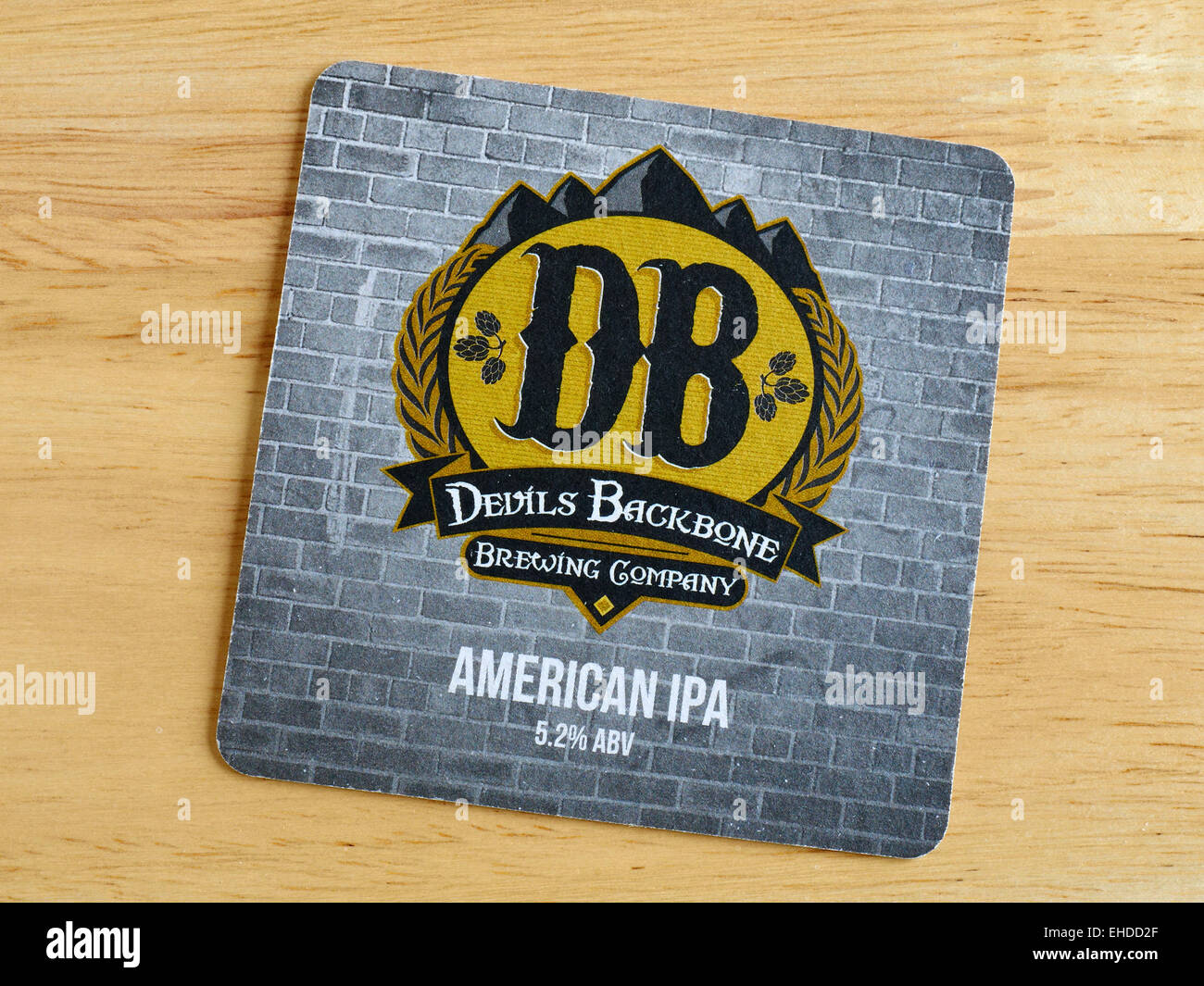 Devils Backbone Brewing Company beer mat Stock Photo - Alamy