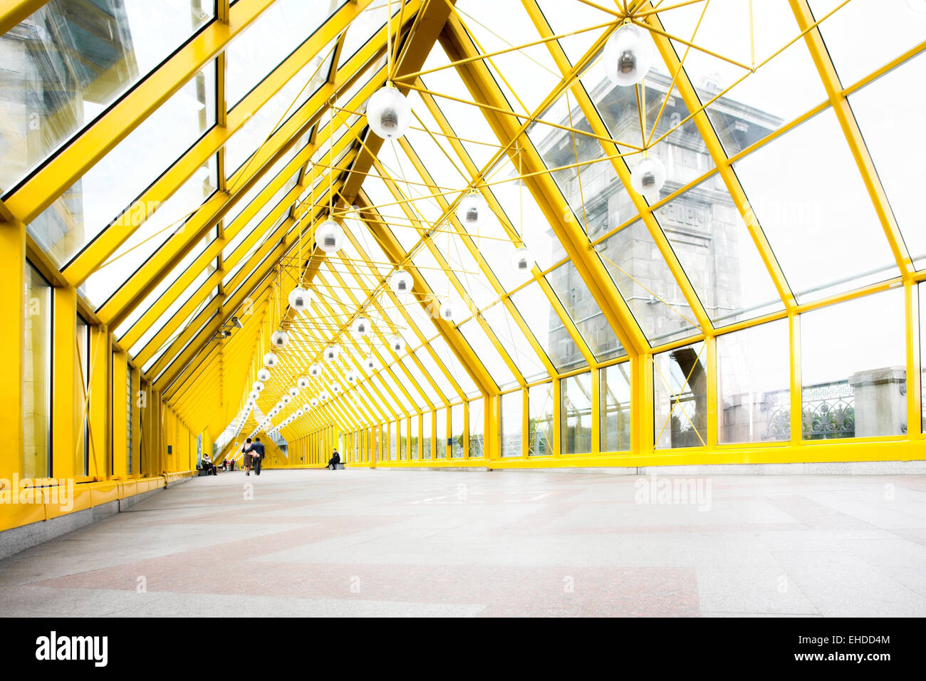 Empty yellow corridor Stock Photo - Alamy