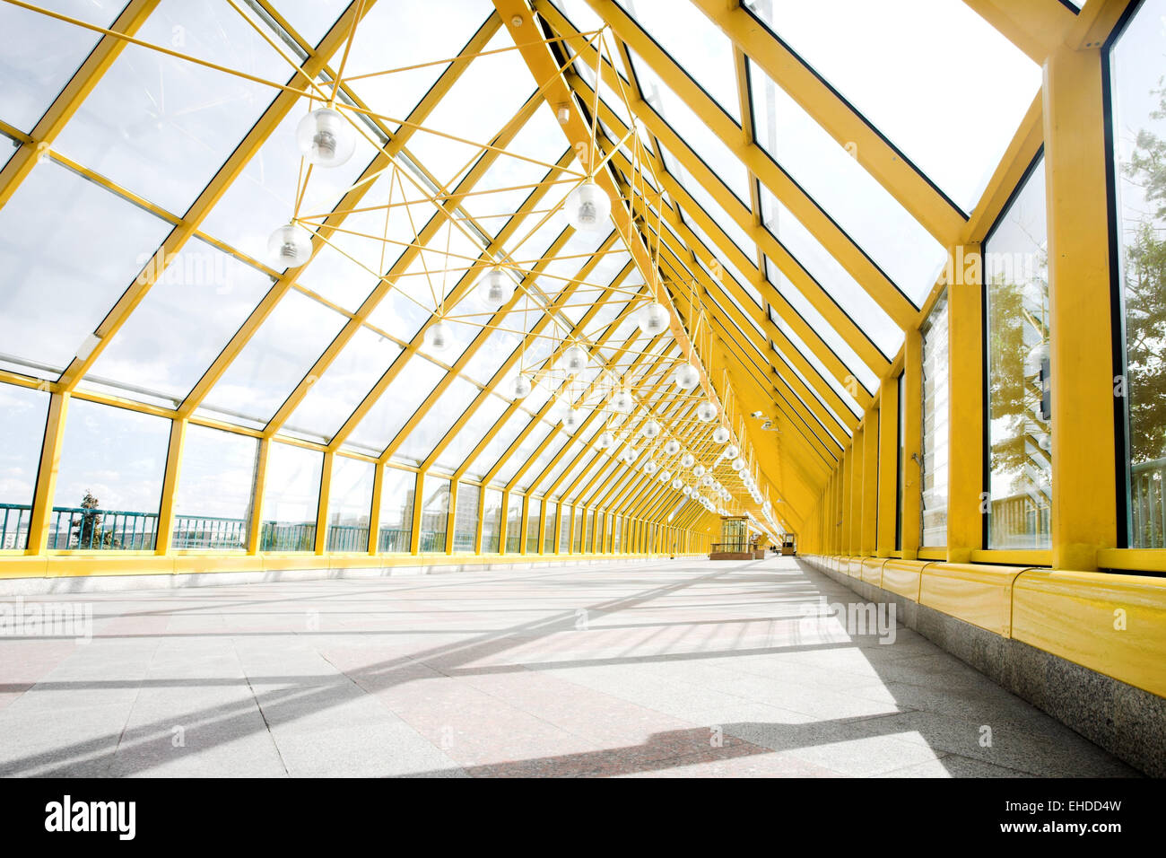Empty yellow corridor Stock Photo - Alamy