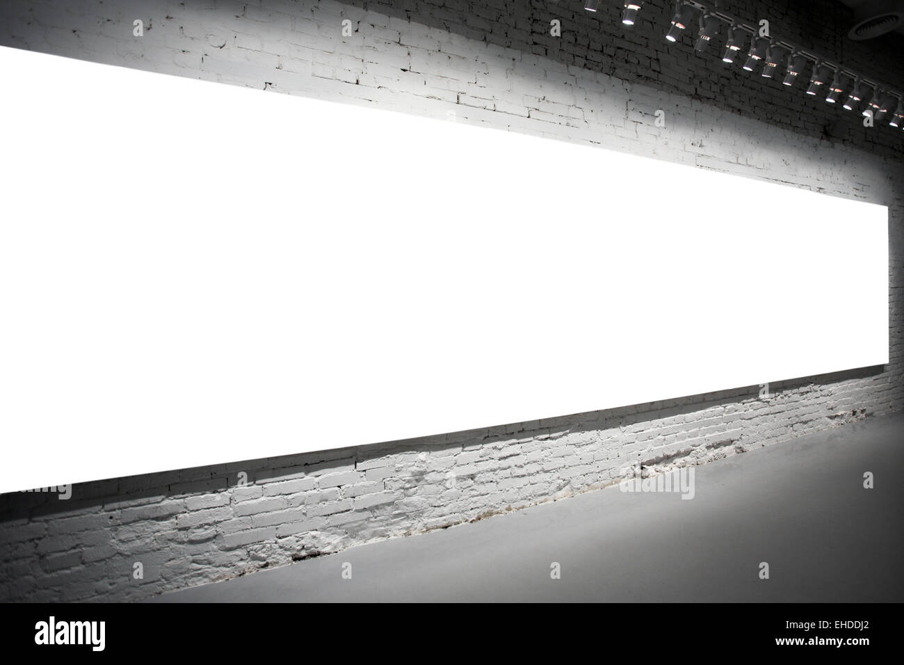 Empty white banner on exposition Stock Photo - Alamy